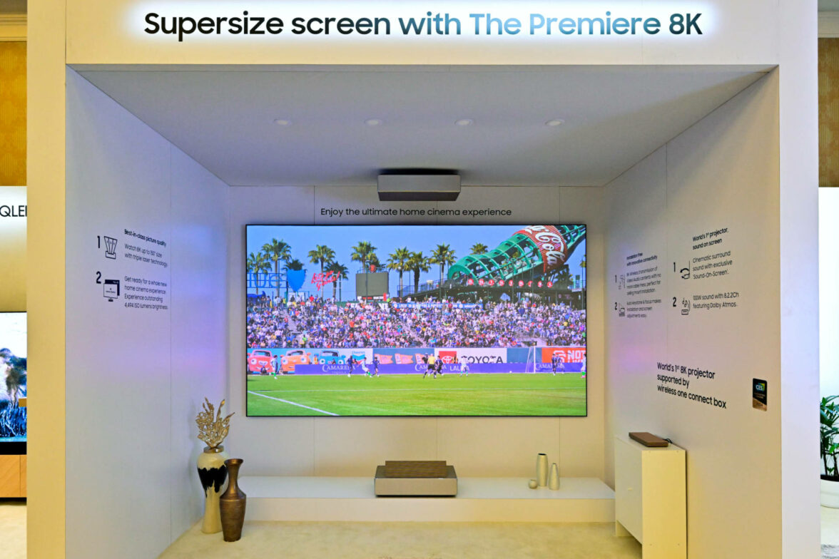 Samsung Premiere 8K projector cuts messy living room cables