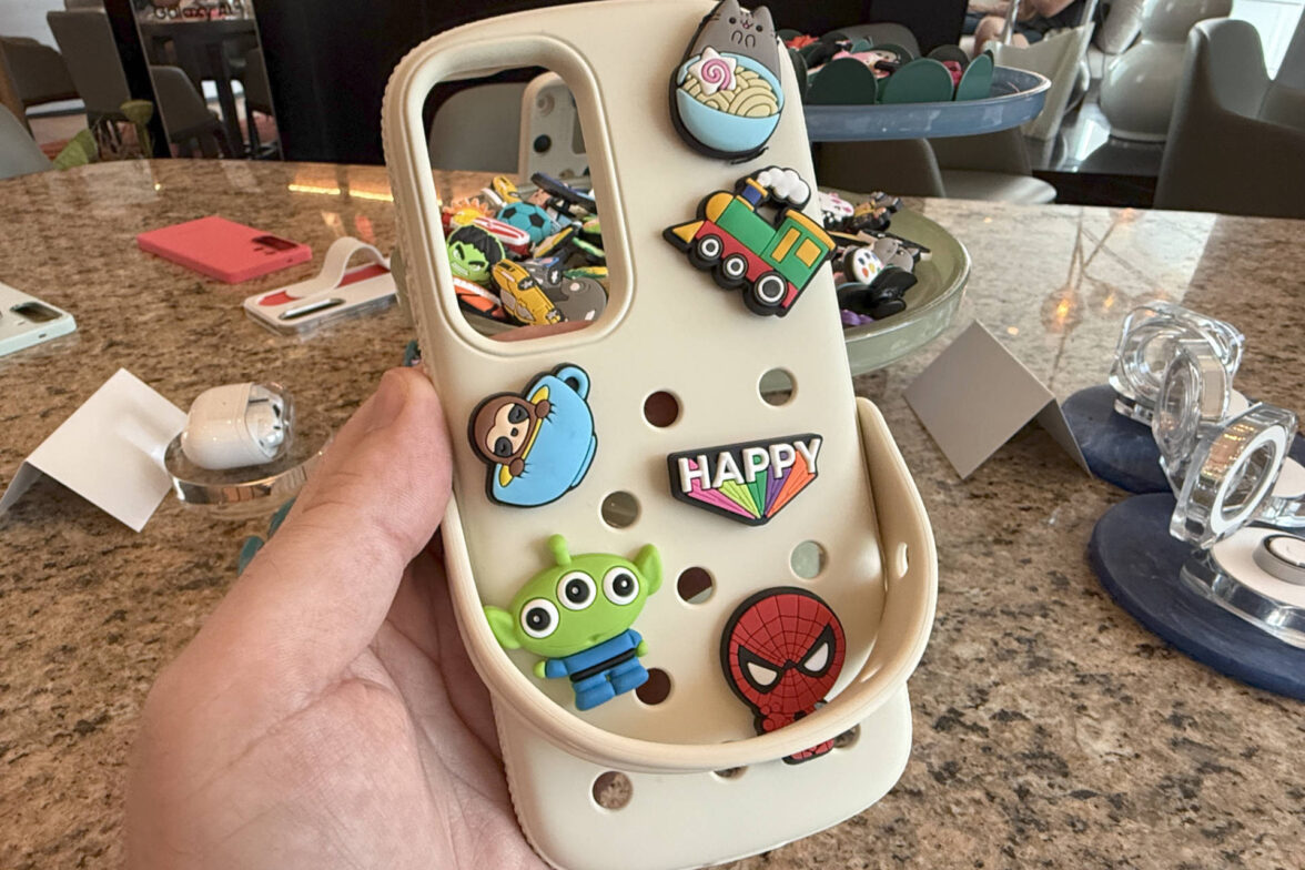 I love this silly Crocs phone case for Samsung's new devices